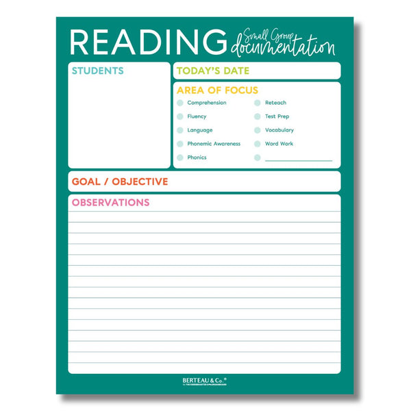 Reading Small Group Notepad | BERTEAU & Co.